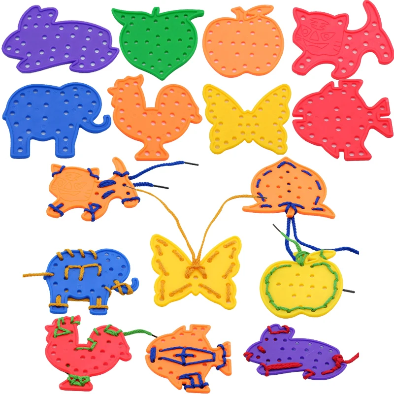 2/4/8sets Montessori Lacing Boards Chidlren Kids Baby Toddlers Fine ...