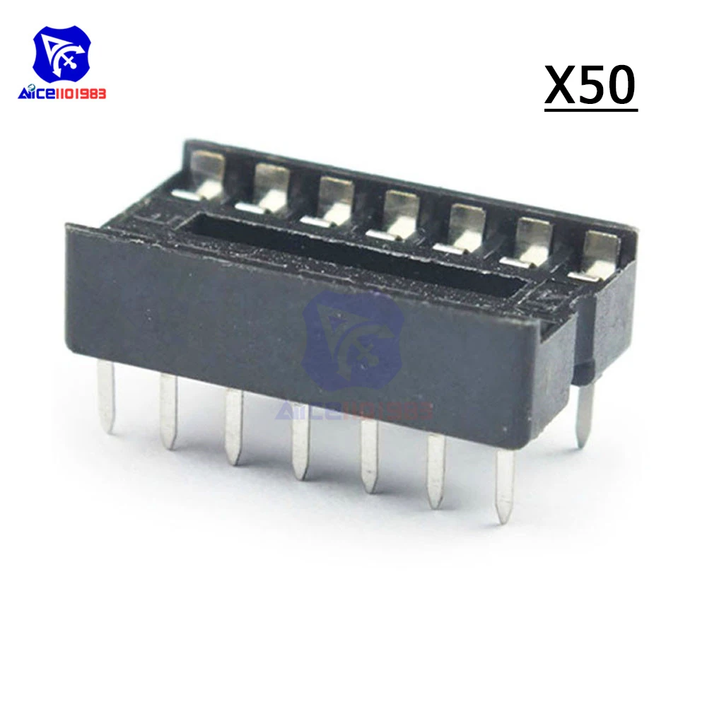 Diymore 50pcs/lot Ic Socket Dip-14 14 Pins Adapter Solder Type Socket ...