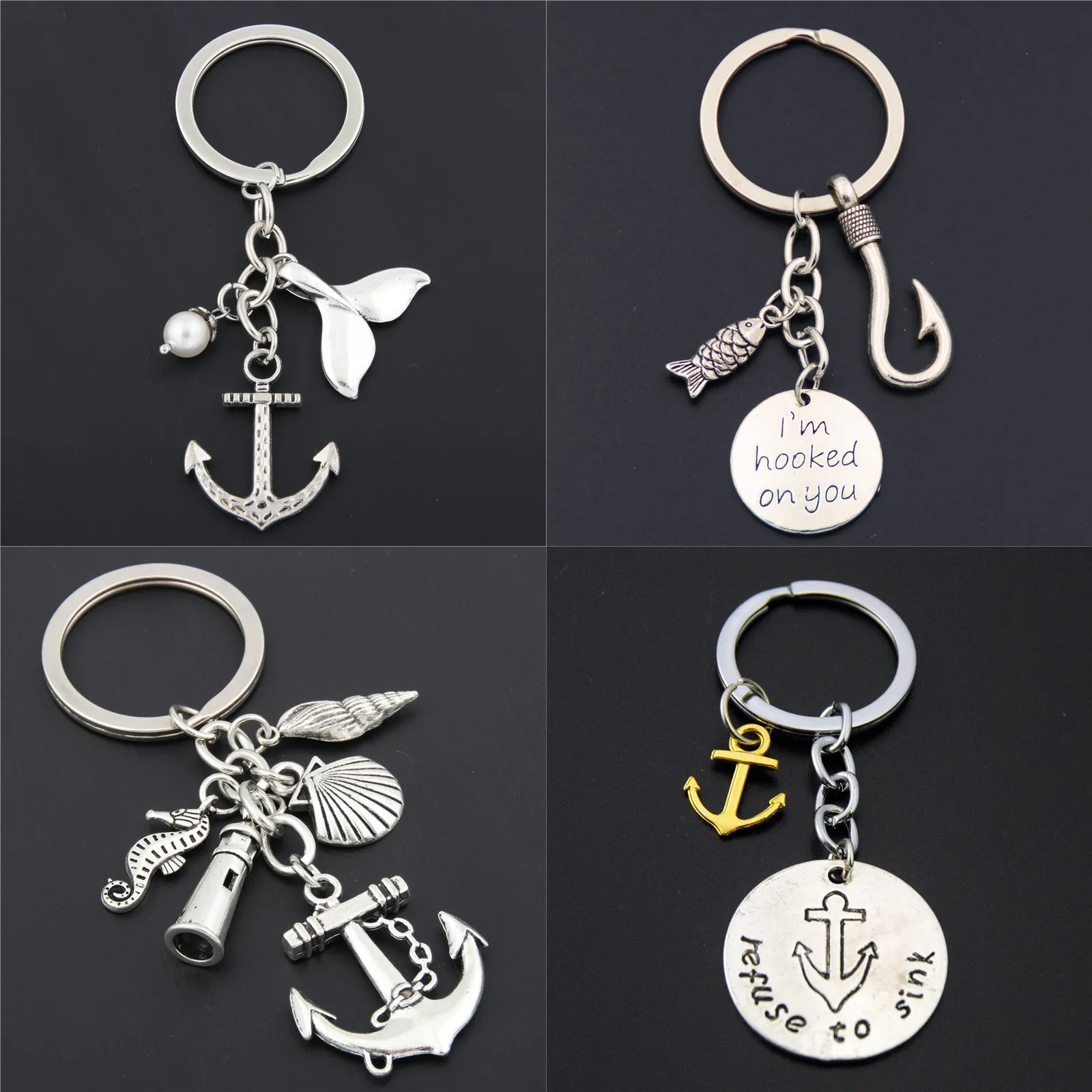 1pc-Fish-Hook-Fishing-Keychains-Beach-Fish-Keyring-Anchor-Lighthouse ...