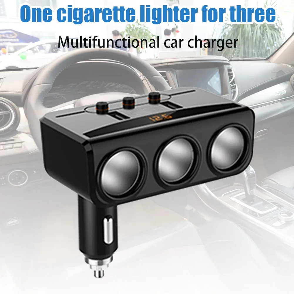 Divisor de encendedor de cigarrillos de 1 a 3 enchufes, adaptador de cargador de coche USB Dual ...