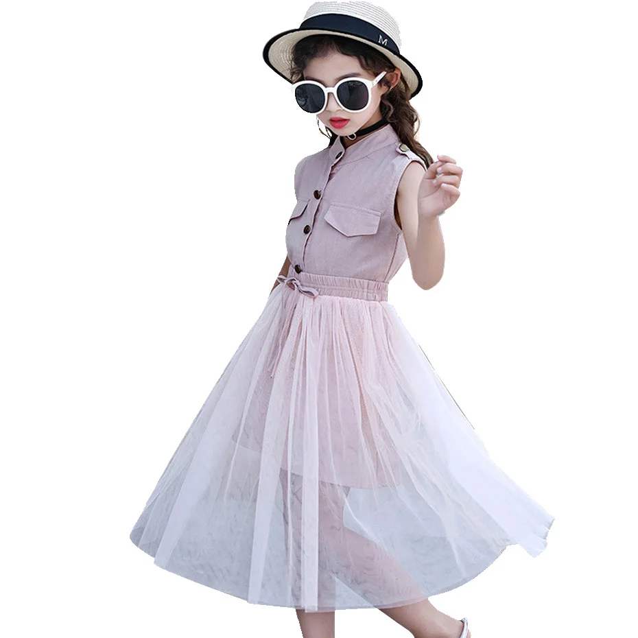Kids-Girls-Clothes-Set-Solid-Dress-Mesh-Skirt-Girl-Summer-Clothes ...