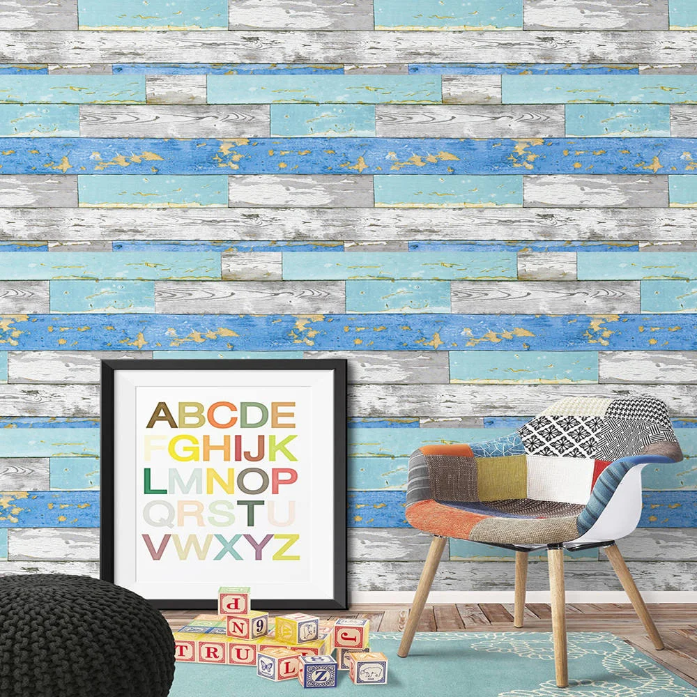 Papel de pared autoadhesivo de vinilo azul/gris/marrón, diseño de ...