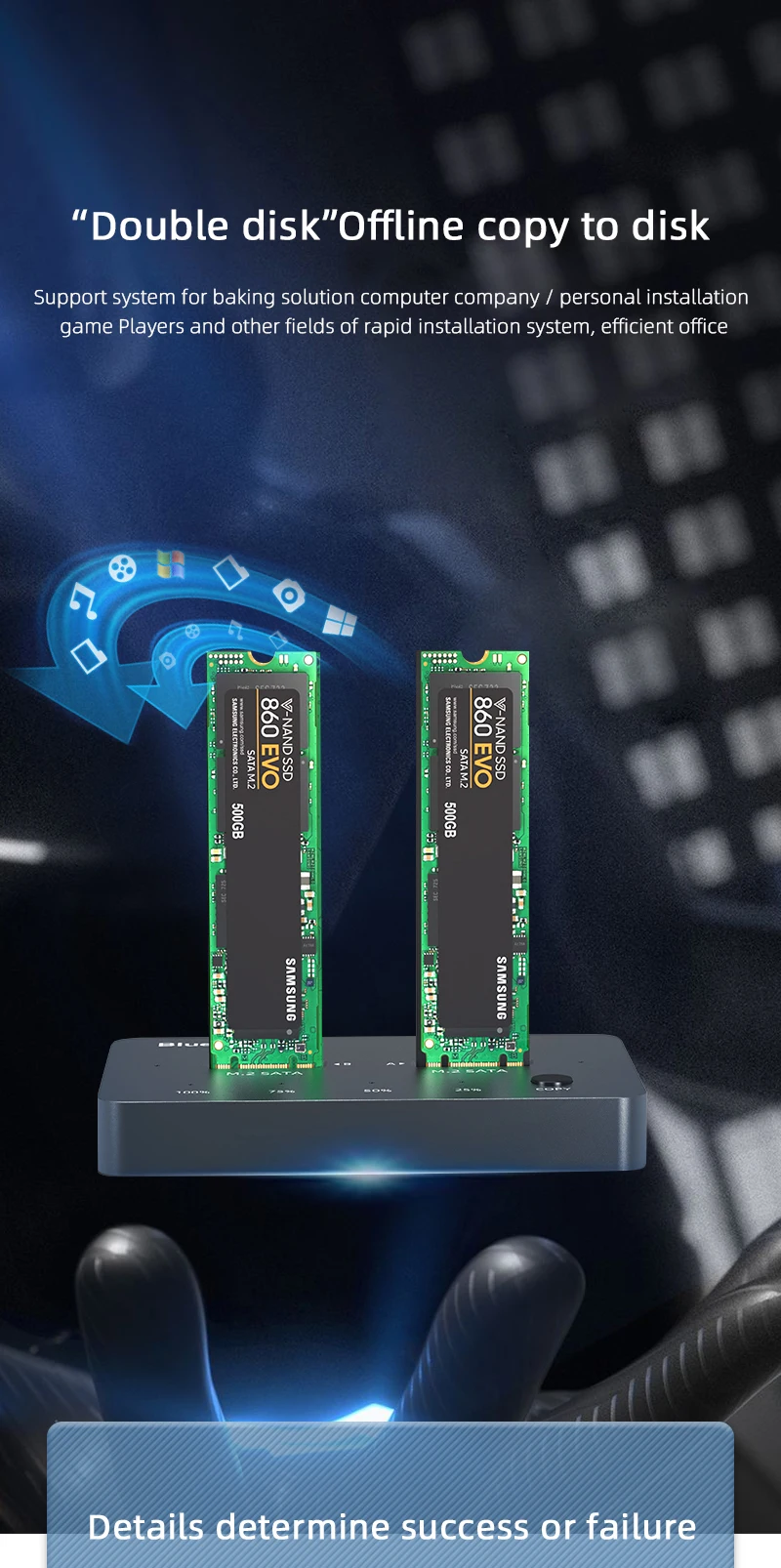 Dual Bay SSD M.2 Enclosure USB 3.1 PCIe NVME/NGFF with M/B&M Key - i ...