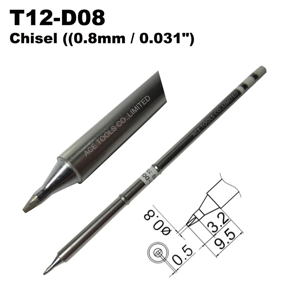 10 PCS T12-D08 Replace Soldering Tip for HAKKO FX-951 FX-950 FX-952 FX-9501 FM-2028 FM2027 ...