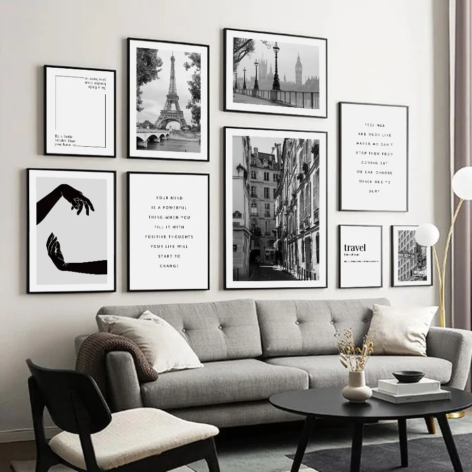 Torre paris frança londres rua citações nordic vintage cartaz da parede ...