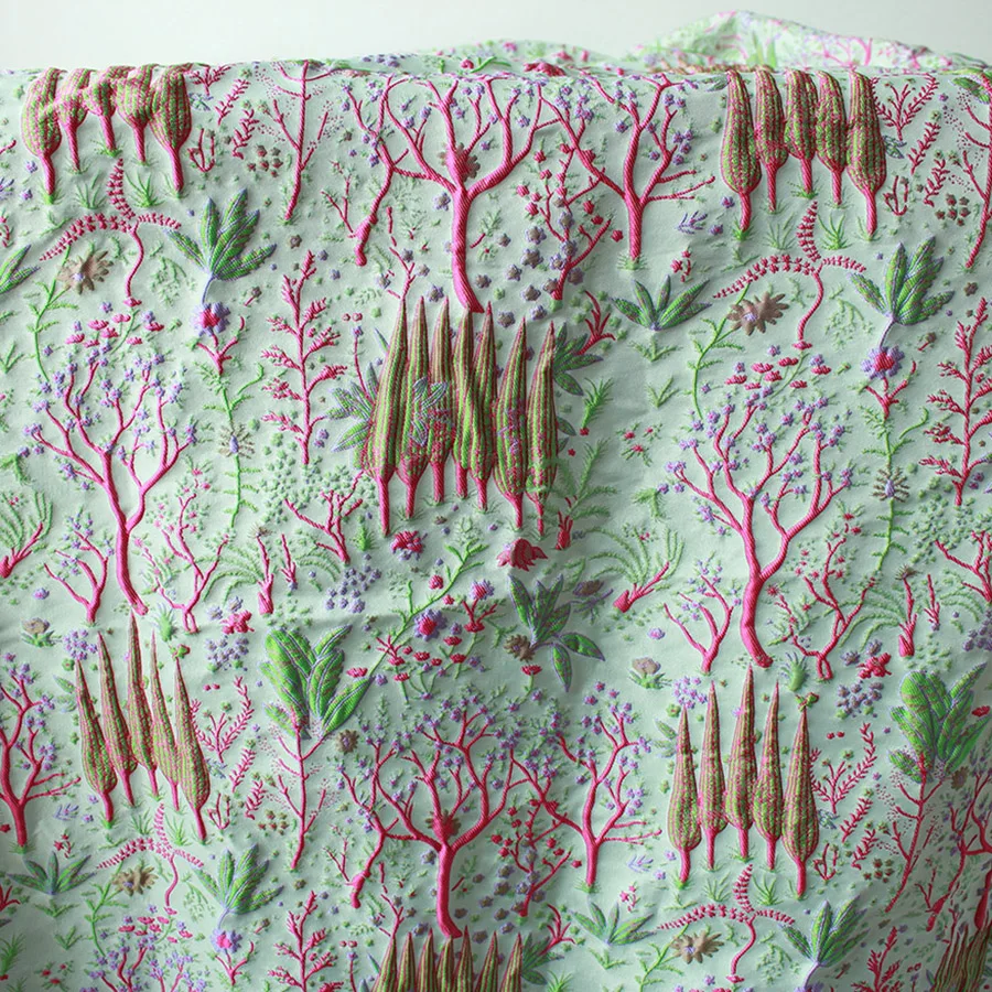 Cortina-de-tela-Jacquard-de-brocado-de-plantas-en-relieve-encantador ...