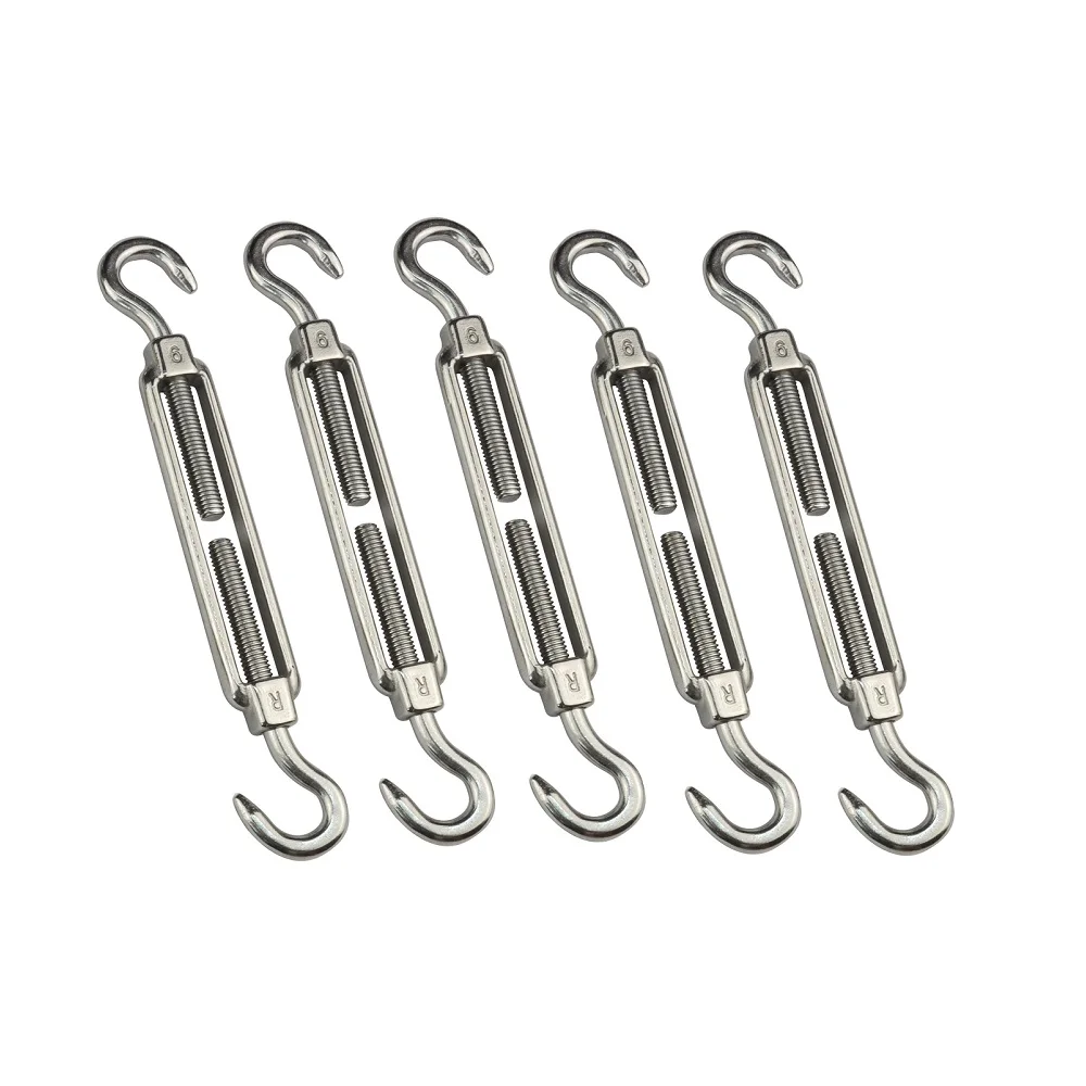 5PCS-Stainless-Steel-304-Turnbuckle-Hook-And-Hook-Wire-Rope-Tension ...