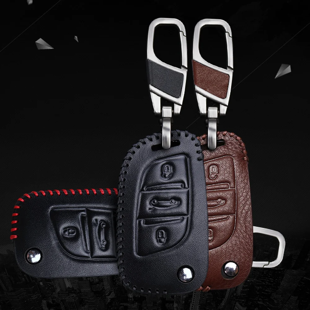 Leather-Car-Key-Case-Cover-For-Citroen-C2-C3-C4-Coupe-VTR-Berlingo-C6 ...