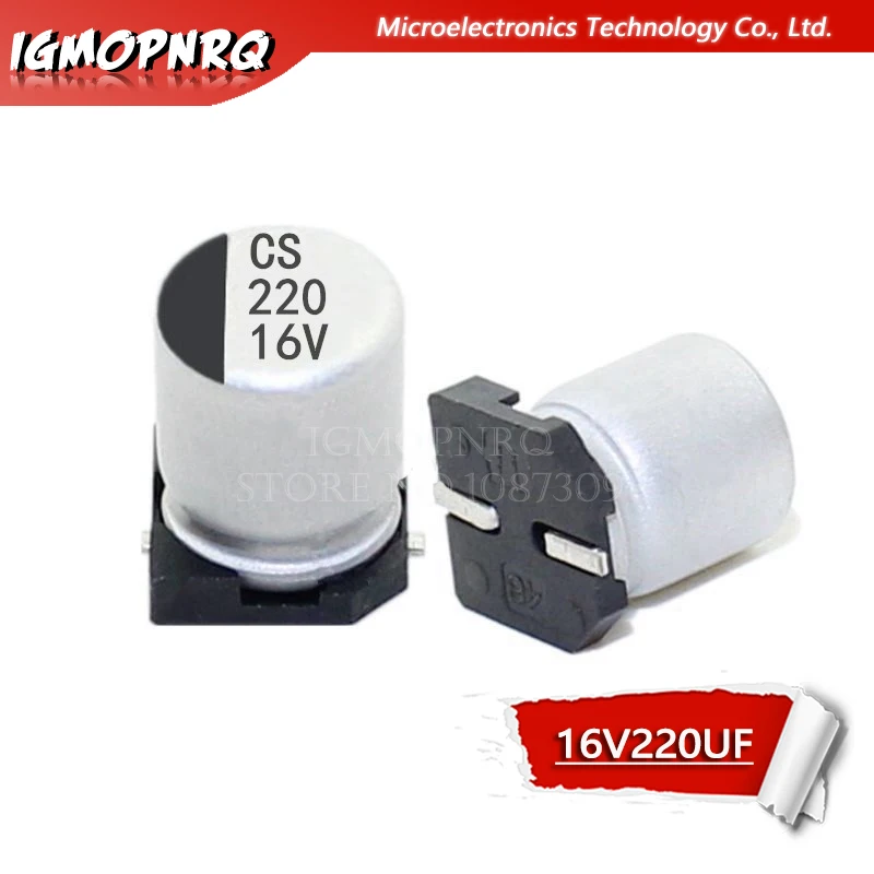 10PCS-Electrolytic-capacitor-16v220uf-6-3-7-7mm-SMD-aluminum ...