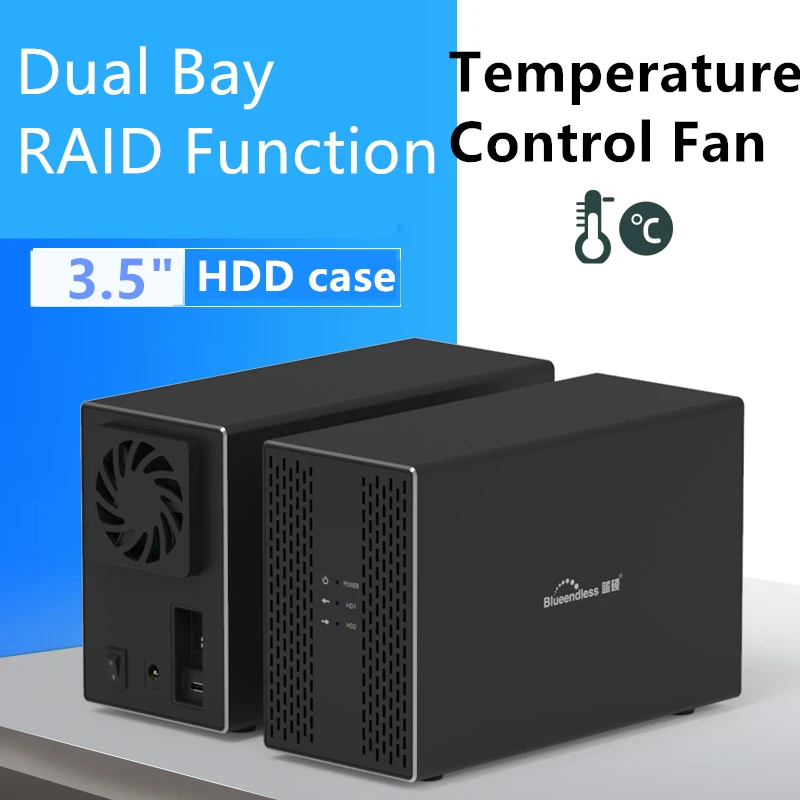 3.5 Dual Bay External Hdd Enclosure Raid Array Cabinet Sata Hard Disk ...
