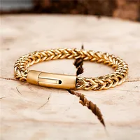 Retro Black Chain Bracelets for Men's Punk Gold Stainless Steel Curb ...