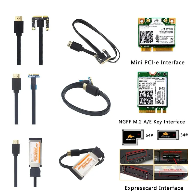 Mini-PCI-E-Expresscard-M-2-A-E-Key-Interface-Cable-Adapter-Cable-for ...