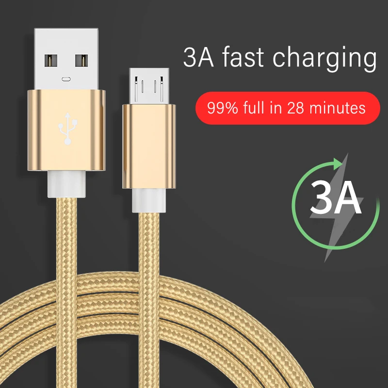 Kebiss Woven thread USB Micro Cable 3A Fast Charging Cord Charger Usb ...