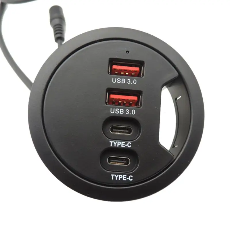 Eu Us Mounting In-desk 4 Ports Usb 3.0 Usb C Type C Hub Power Adapter ...