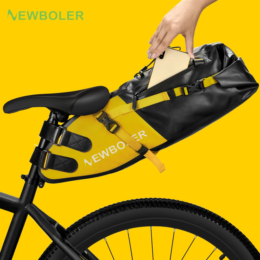 NEWBOLER Bike Bag Waterproof 13L Large Capacity Bicycle Saddle Bag Cycling Foldable Tail Rear ...