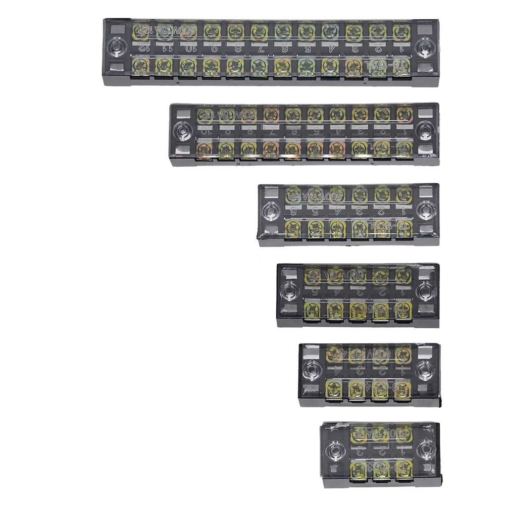 TB 1503/1504/1506/1508/1510/1512 tira de doble fila, bloque de terminales de tornillo, 15A, 600V ...