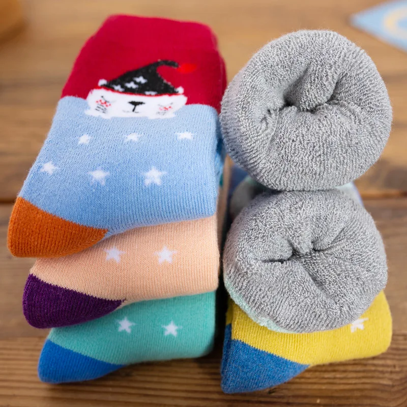 5 Pairs/Lot Cotton Children Kids Socks for Girls Boys Winter Thicken ...