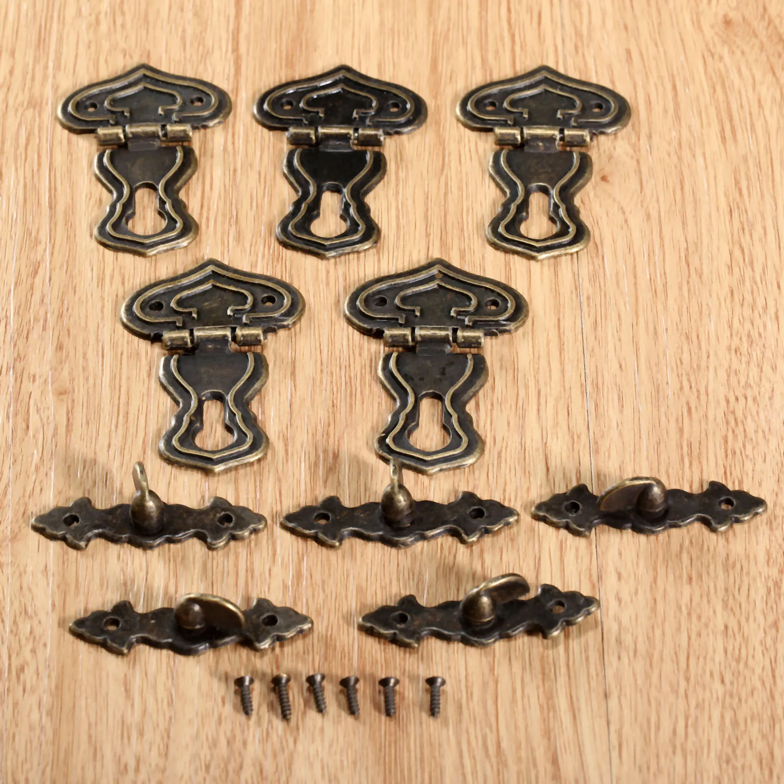 5sets Lock Hasp Hook Metal 63x47mm 20 screws Antique Bronze Decorative ...