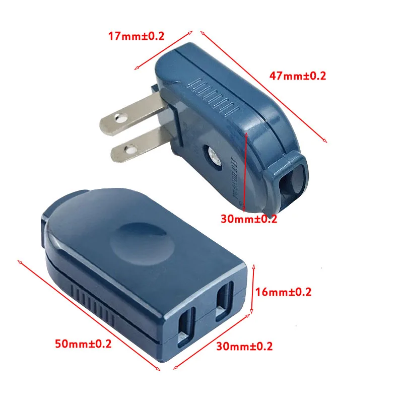 2 Pin US Plug Male Female Electric Plug Socket 10A 220V Detachable ...