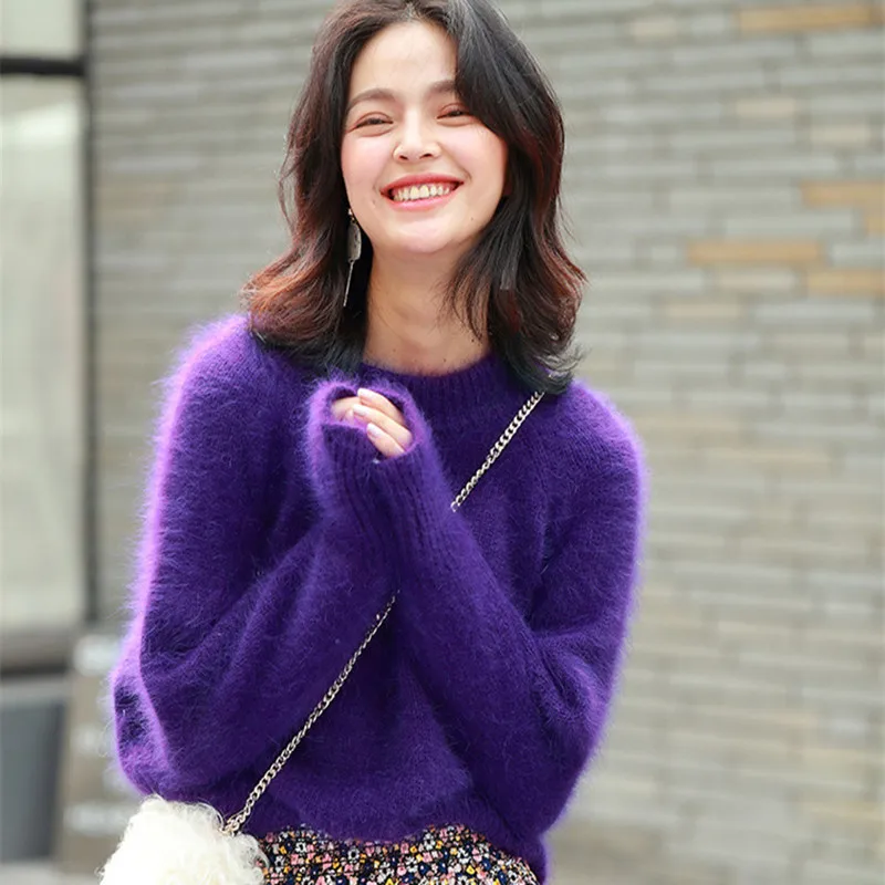 Angora-Mink-Cashmere-Sweater-for-Women-Round-Neck-Pullover-Loose ...