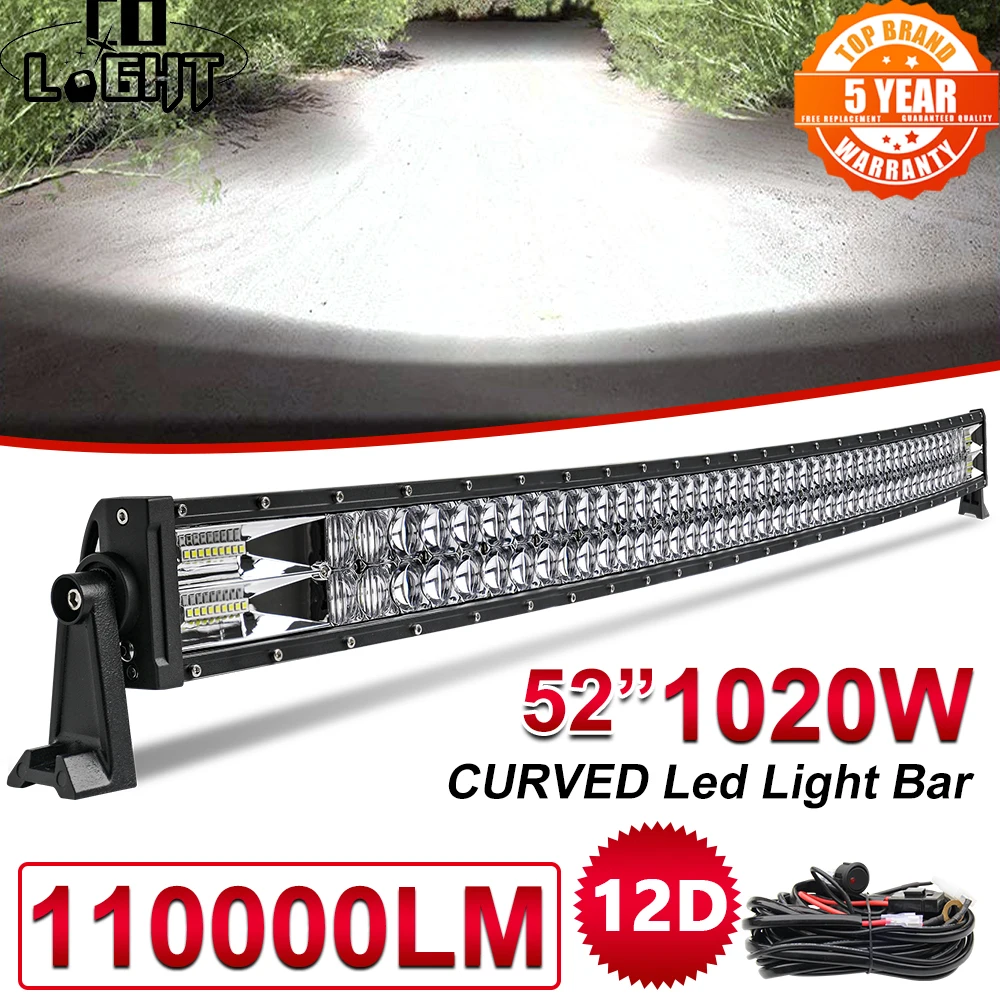 Barra curva de iluminação automotiva com dupla fileira de led, para ...