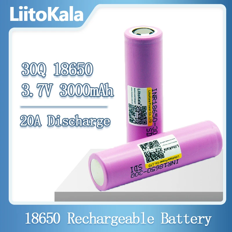 Liitokala 100% original novo inr18650 bateria 3.7v 18650 3000mah inr18650 30q li ion baterias ...