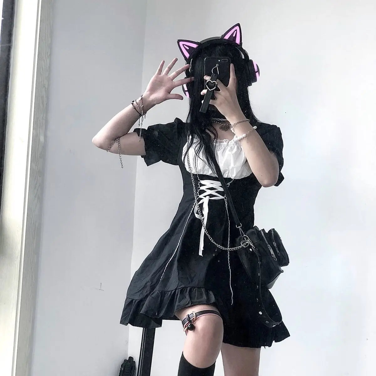 Goth Maid Dress Kawaii Gothic Milkmaid Lolita Outfit Cosplay Costume E ...