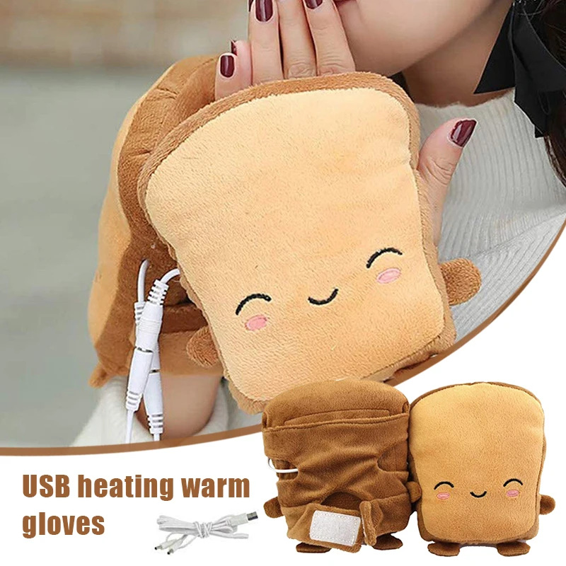 USB มืออุ่นน่ารักถุงมืออุ่น USB Halfs สวมใส่5V USB Powered Toast ...