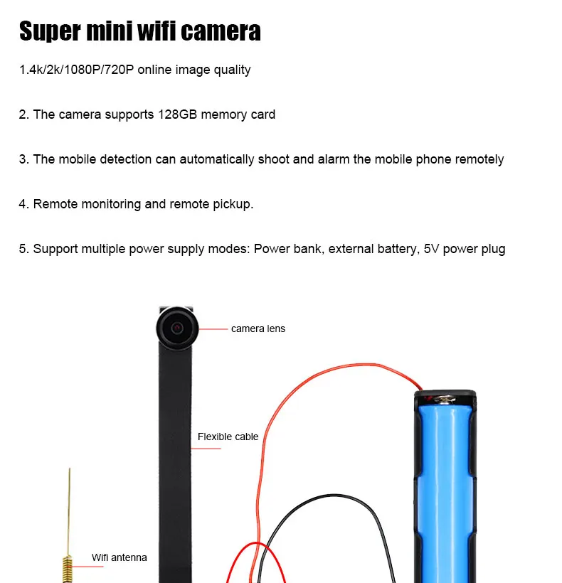 Caméra miniature,Mini caméra Portable IP WiFi HD 4K 1080P, Micro webcam ...