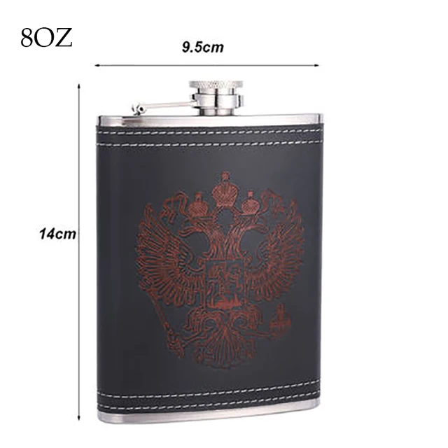 DEOUNY 8/16OZ Russian Hip Flask Set Leather Shell CCCP Gifts Alcohol ...