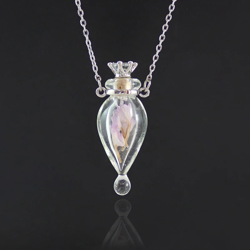 1PC Clear Water Drop Perfume Bottle Necklaces Essential oil Keep ...