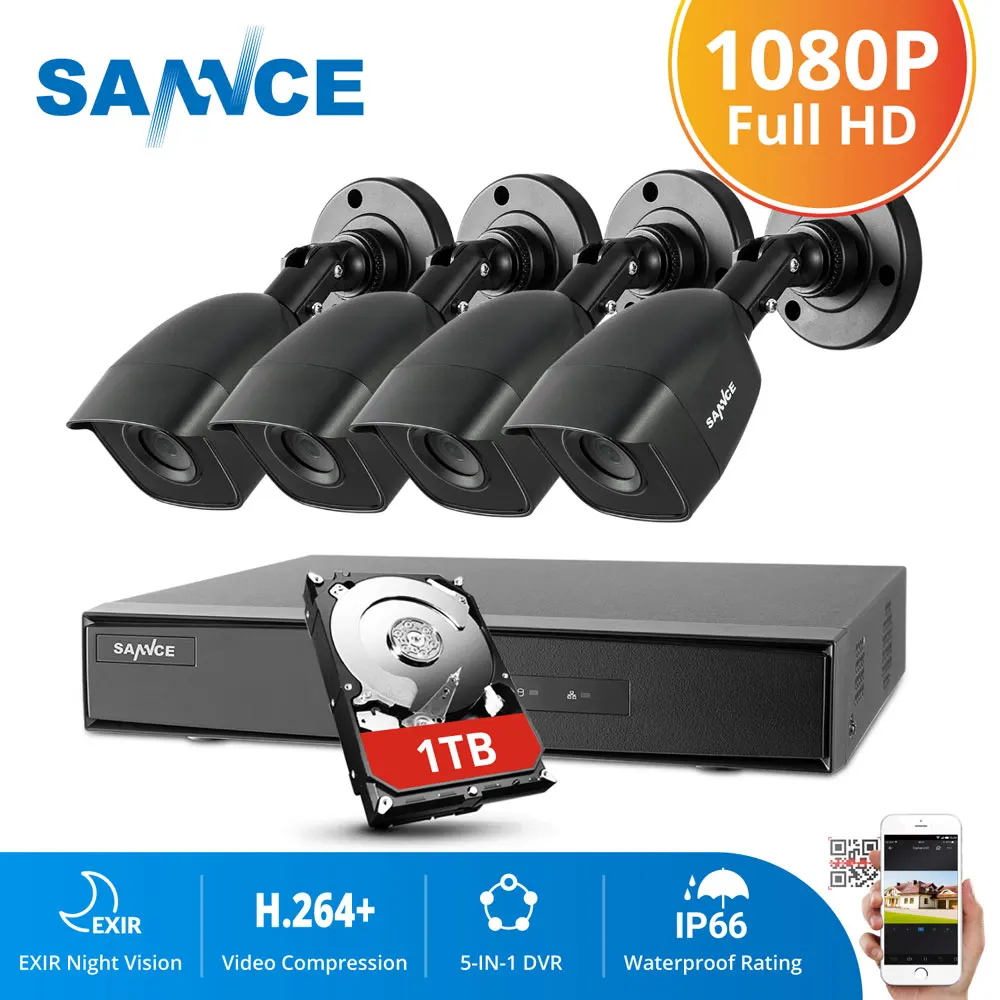 Home Surveillance Cameras SANNCE 1080P 8CH/4CH Security Camera System ...