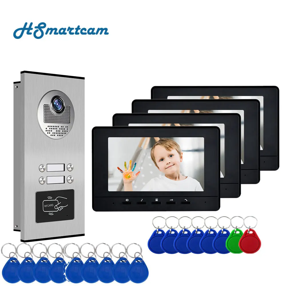 Video Door Phone intercom System 7 inch Wired RJ45 Network Cable ...