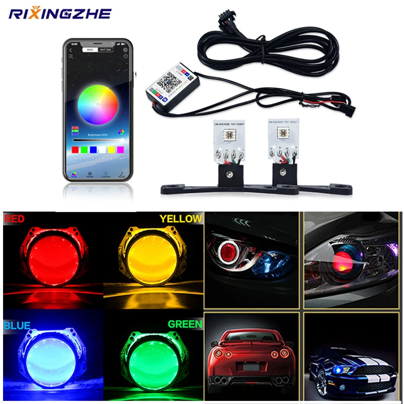 Car Led Devil Eye Demon Evil Eyes DRL LED Bluetooth compatible APP RGB ...