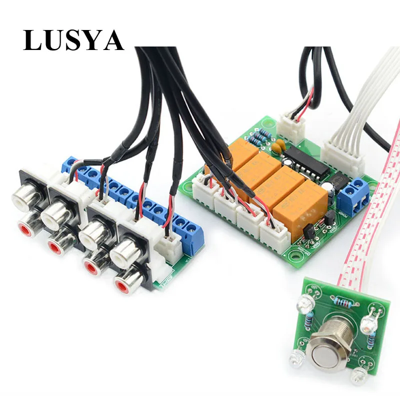 Lusya Button Switching Relay 4-way Audio Input Signal Selector Switching Rca Audio Switch Input ...