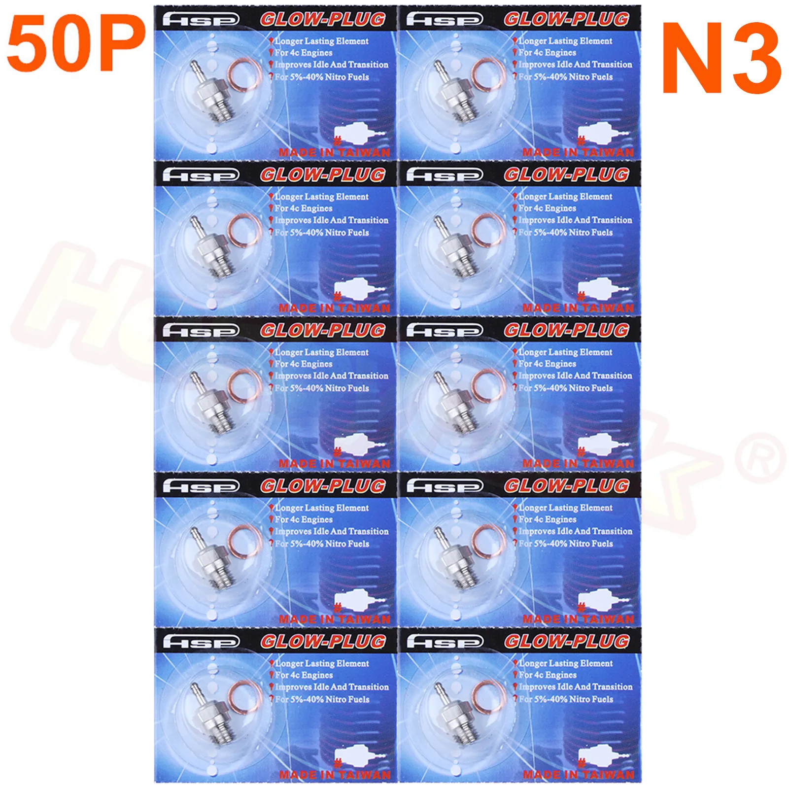 50pcs Spur Duty Hot Glow Plugs N3 #3 Spark Plug For Nitro Engine Parts ...