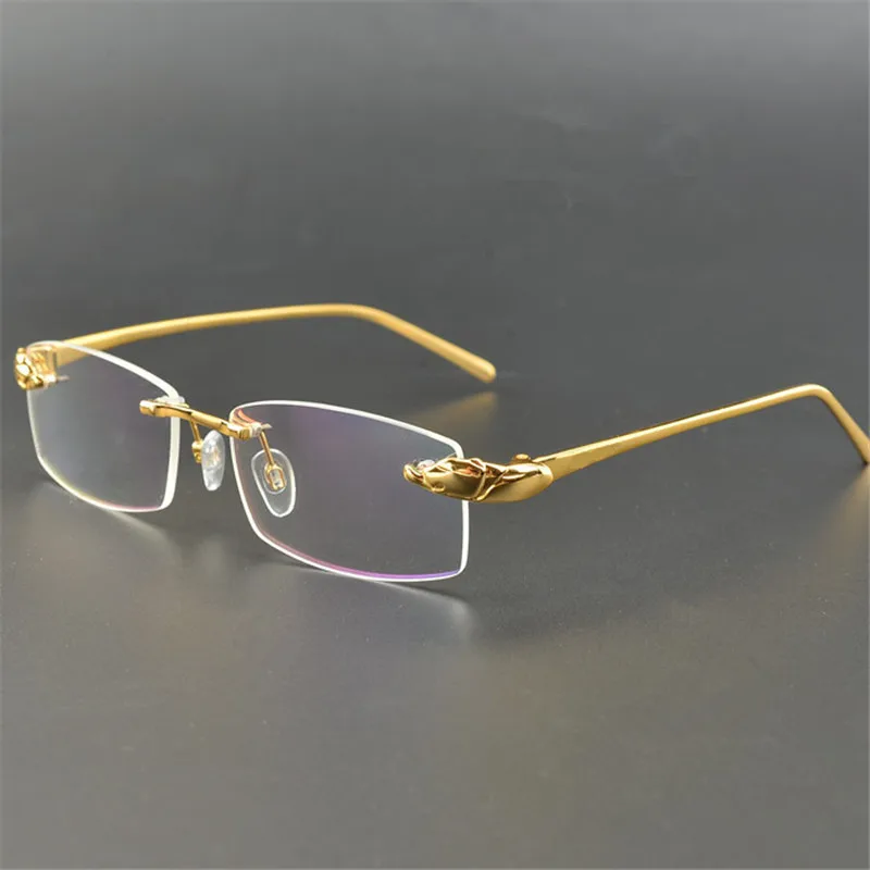 Zerosun Gold Eyeglasses Frames Male Rimless Titanium Reading Glasses ...