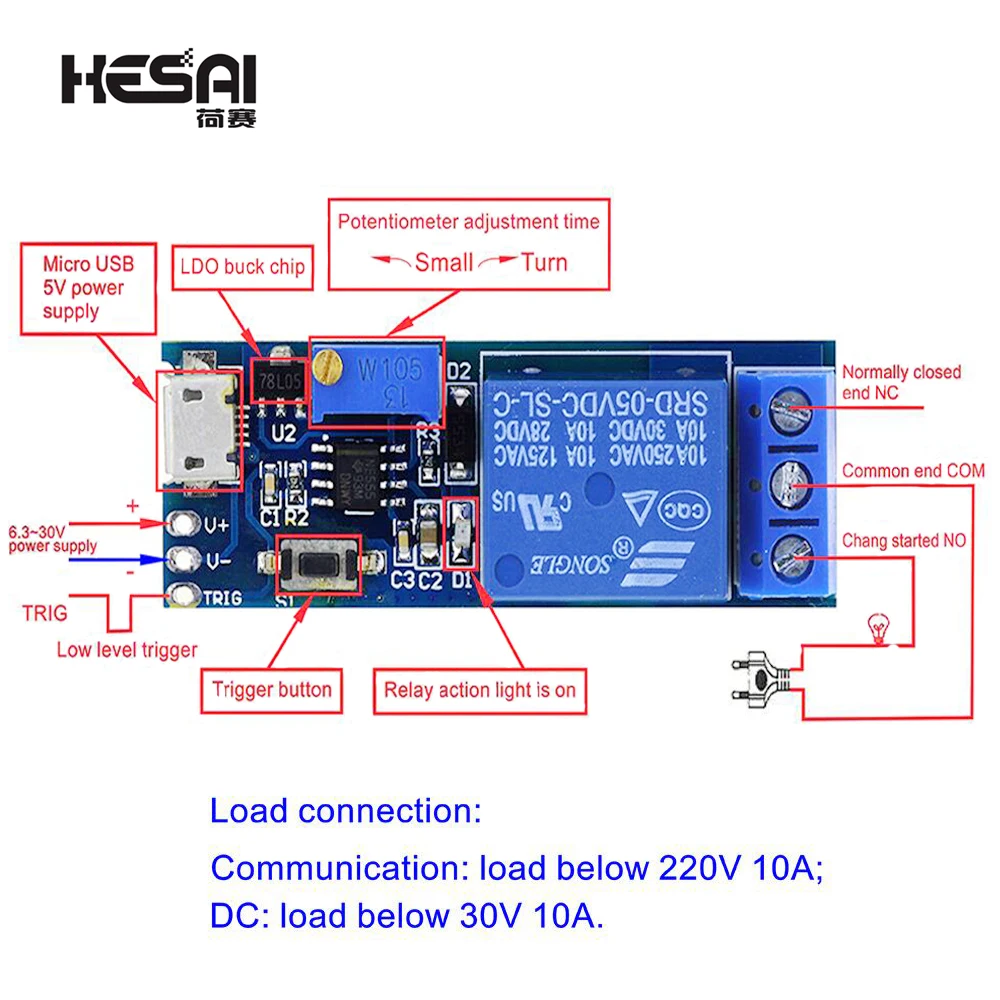 Smart Electronics 5v-30v Micro Usb Power Adjustable Delay Relay Timer ...