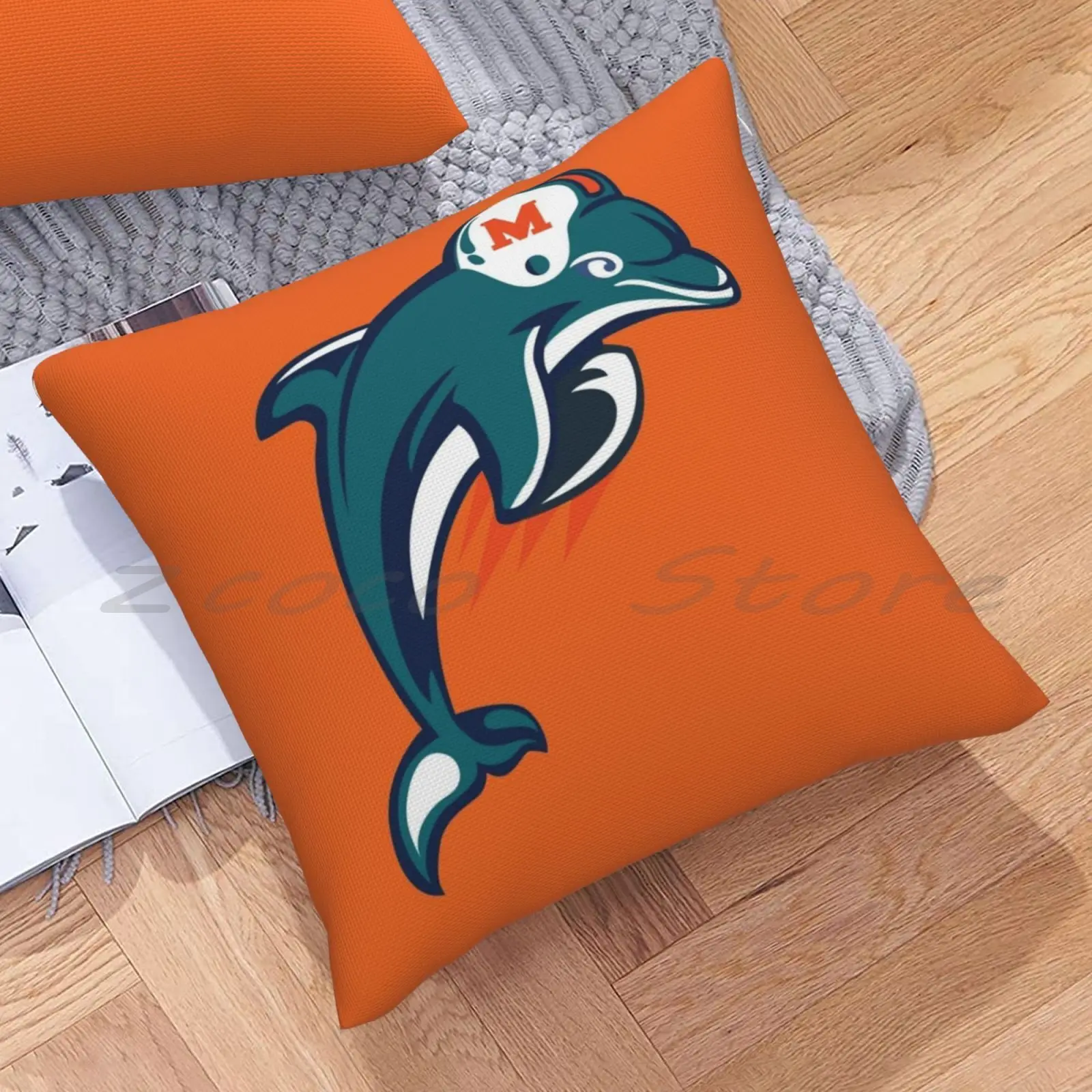 Dolphins-miami , Old-logo Pillow Cover Personalized Diy Throw Pillow ...