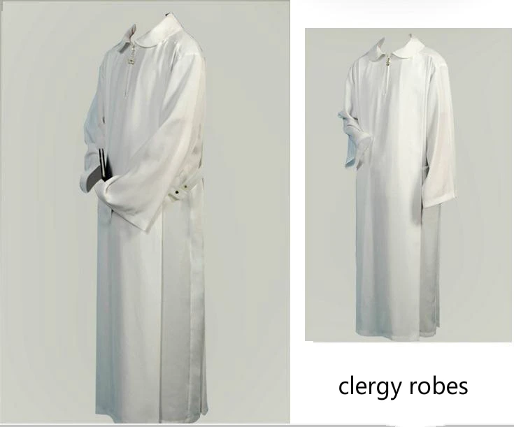 White-Christian-Clergy-Robe-Priest-Chasuble-Catholic-Toga-Deacon ...