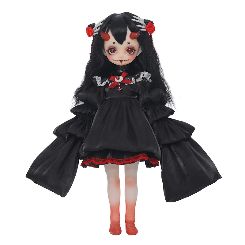 Tiny BJD Doll 1/6 Art Toys for Girl Halloween Skeleton Hairpin Horn ...