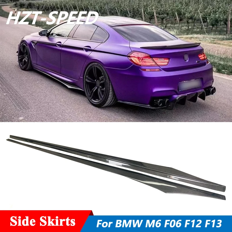 V Style Carbon Fiber Side Skirts Extensions Lip For Bmw 6 Series F12 ...