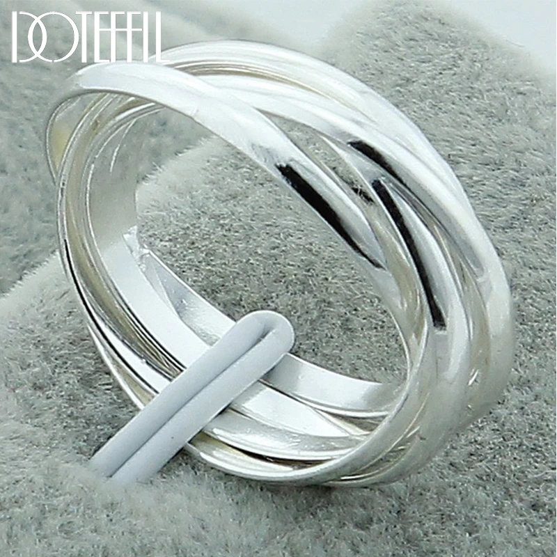 DOTEFFIL 925 Sterling Silver Five Circle Coil Ring For Women Wedding ...