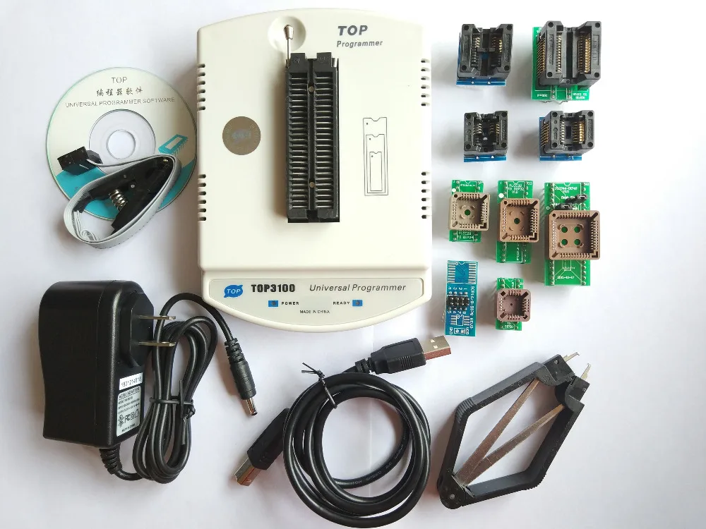 New-TOP3100-USB-universal-programmer-9-adapter-EPROM-MCU-PIC-AVR-flash ...
