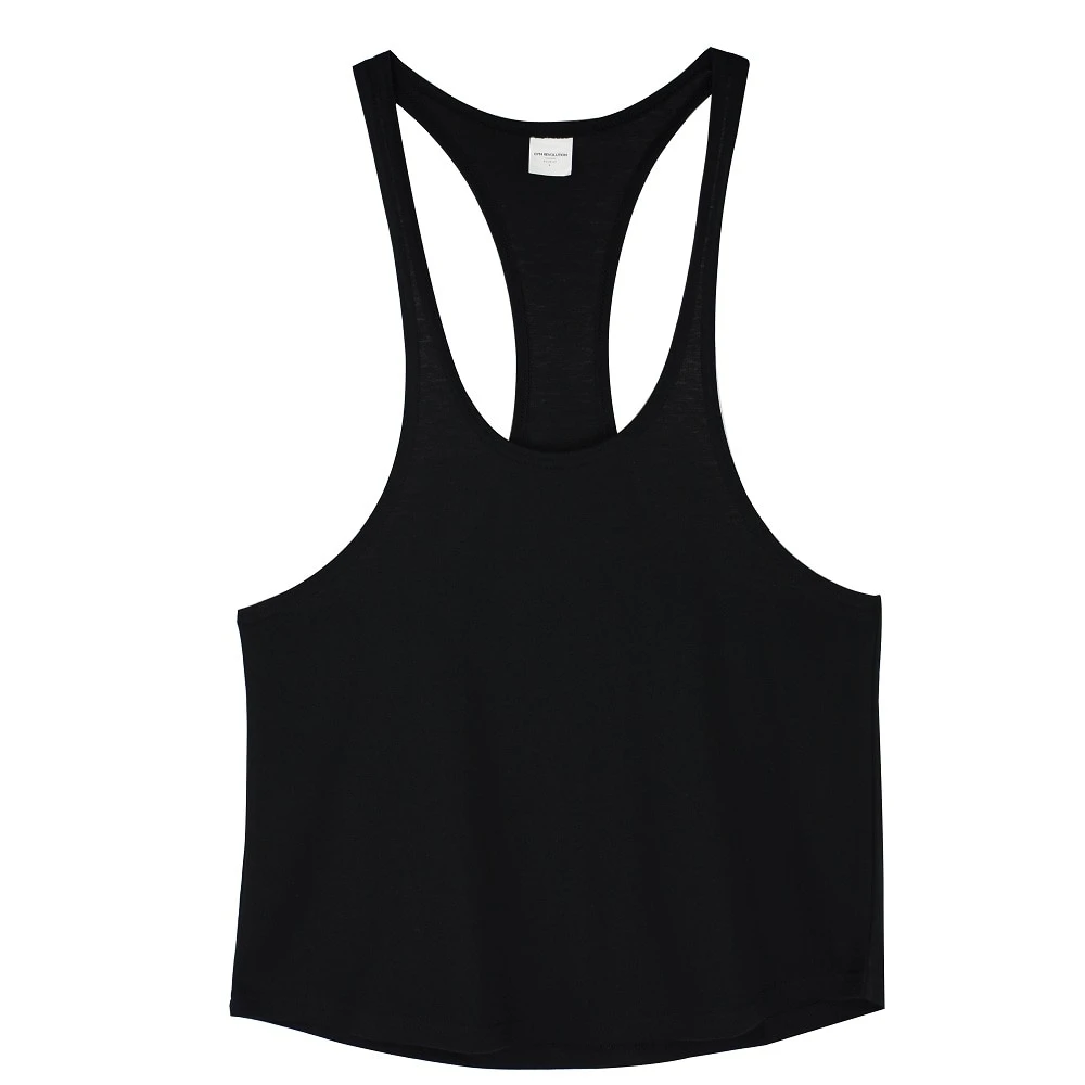 Men's Gyms Basic Cotton Fitness Y-sling Tank Tops Bodybuilding Solid ...