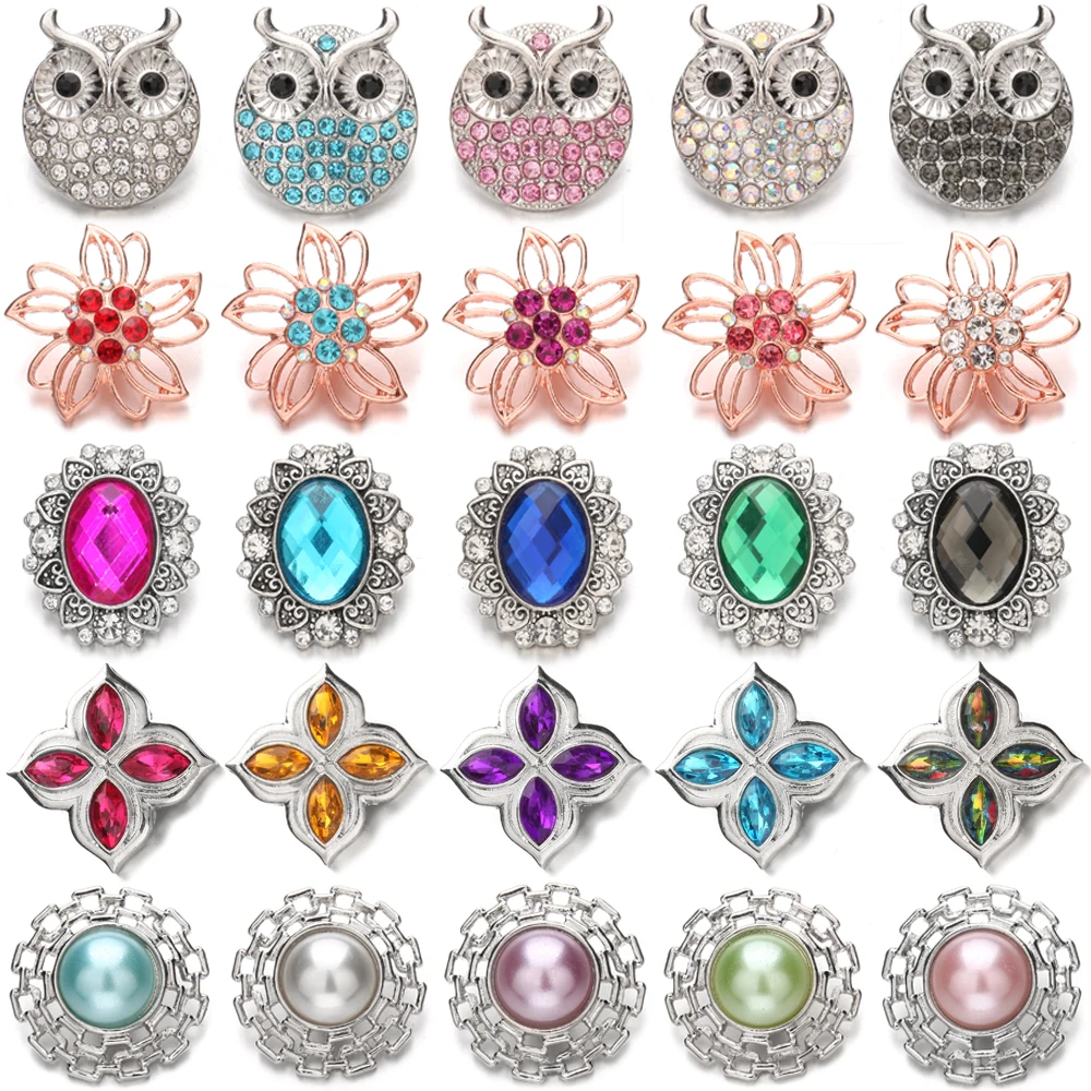 5pcs-lot-Wholesale-Snap-Button-Jewelry-Charms-Vintage-Metal-Rhinestone ...