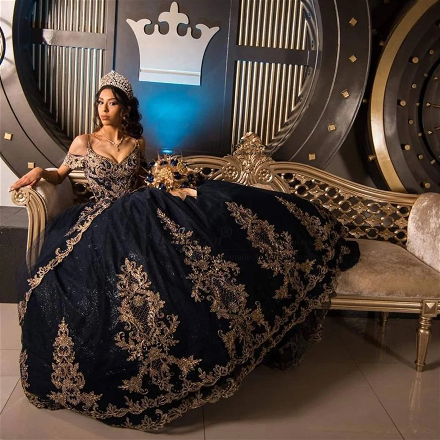 Royal Blue And Black Quinceanera Dresses