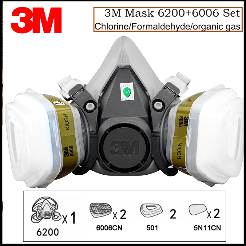 3M-6200-6006-Half-Face-Mask-Respirator-Renovated-Laboratory-Formaldehyde-Gas-Masks-NIOSH-LA ...