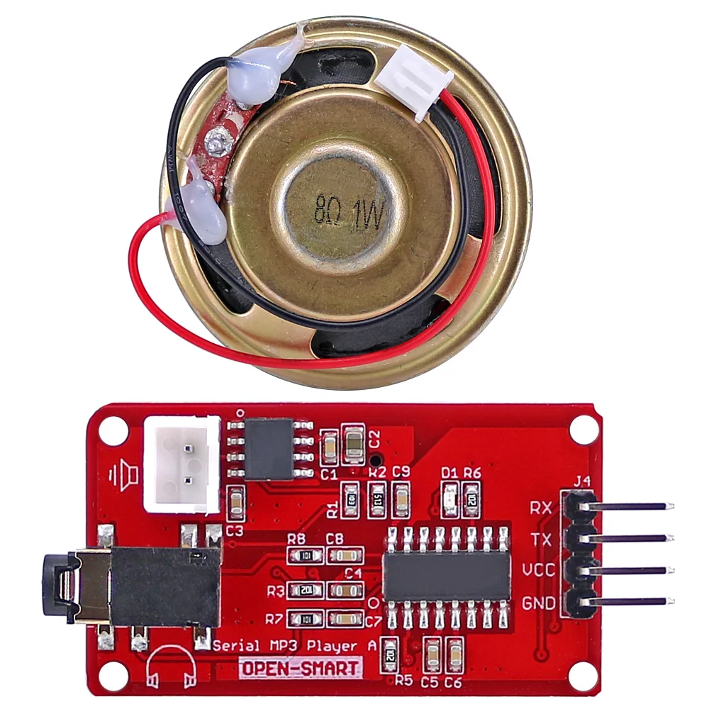 Uart Serial Mp3 Music Player Module With 1w Speaker Onboard Monaural ...