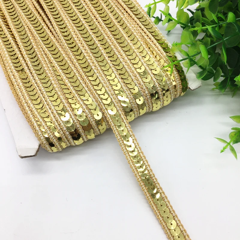 3 yards 13mm Sequins Ribbon Lace Trim Sequin Fabric For Dress Clothes ...